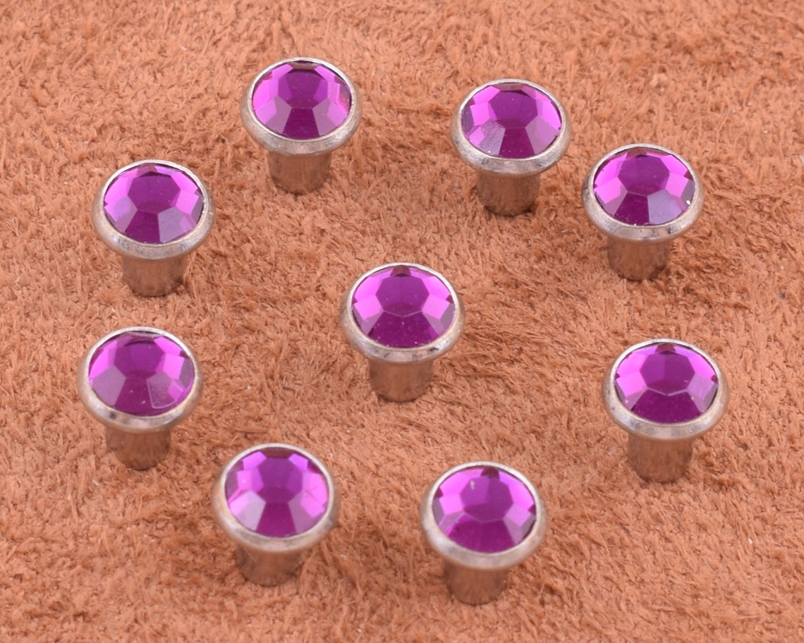 Crystal Rivets-7mm with long post purple Hollow | Etsy