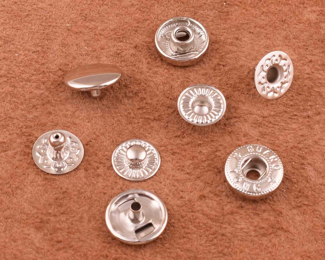 50 Sets Metal Snap Button, Silver Snap Buttons 13mm Snap Fasteners ...