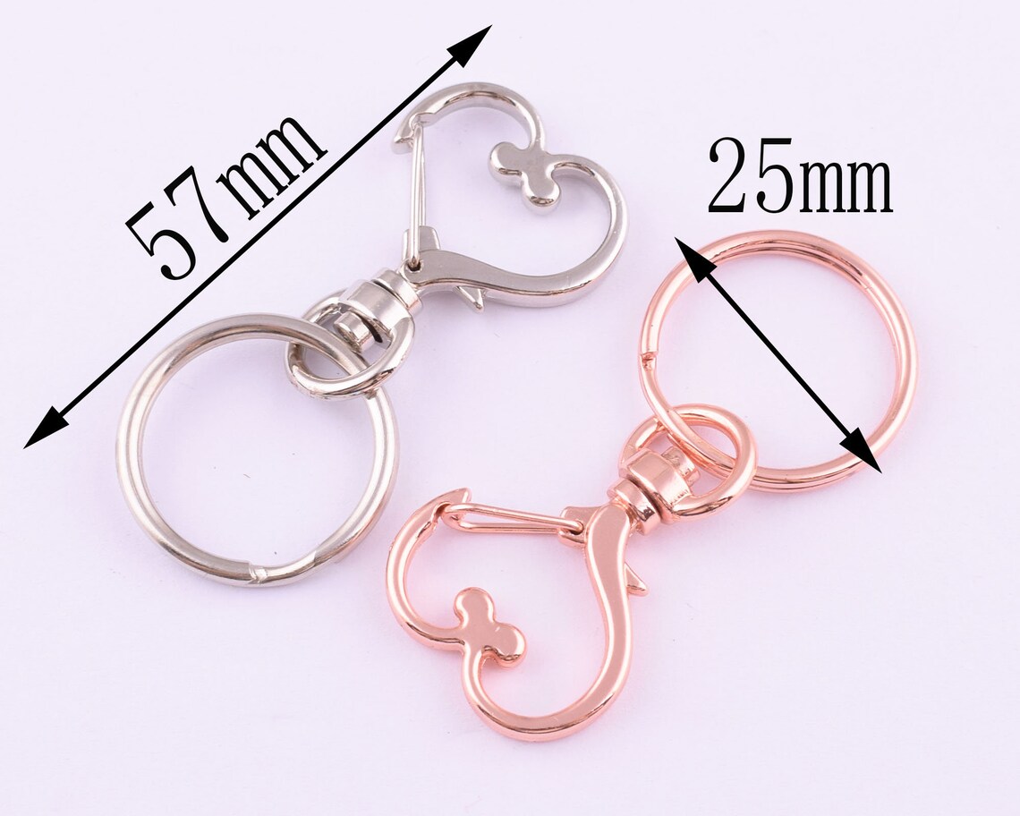 10pcs Swivel Snap Hooks With Split Key Ring,57*25mm Heart Shaped Swivel ...