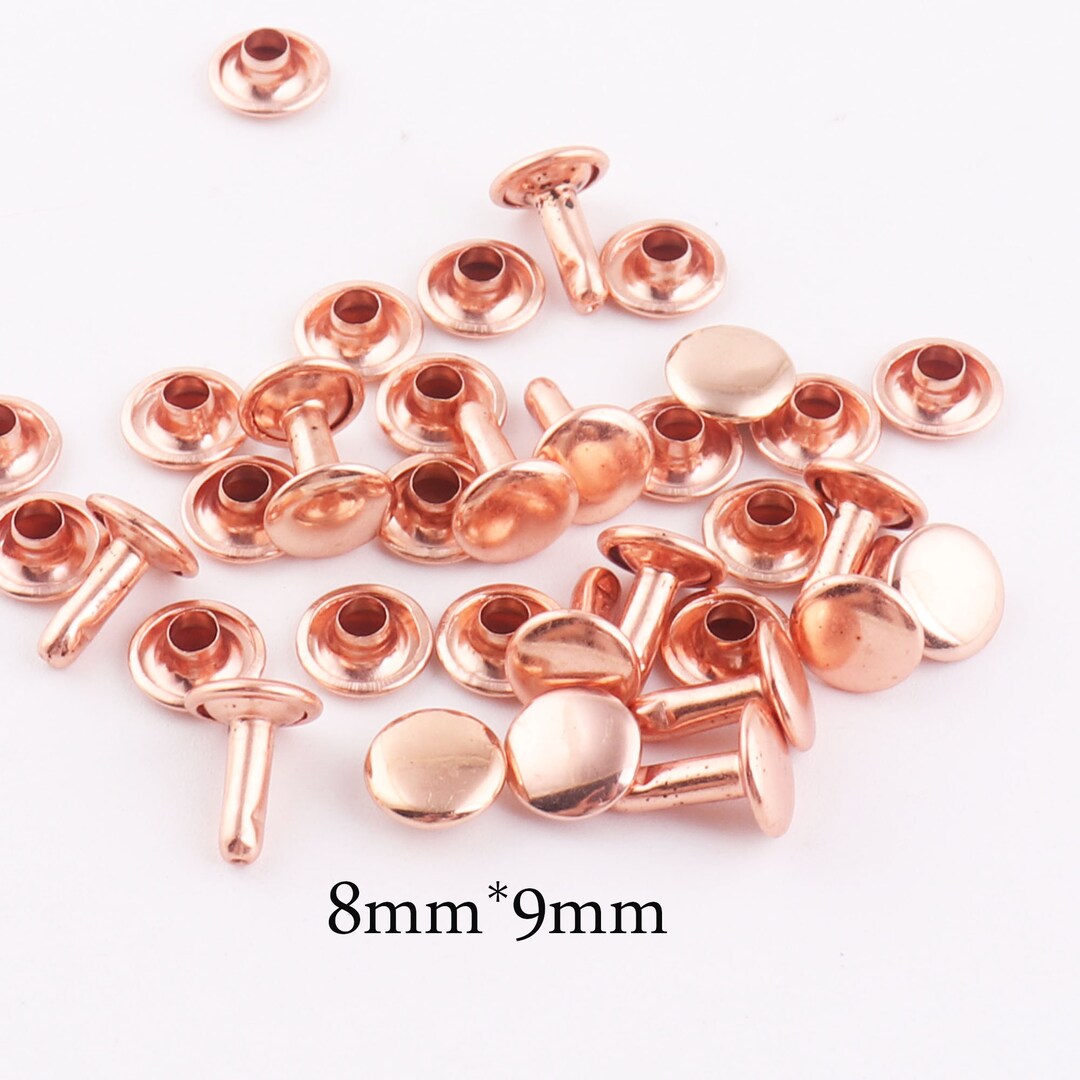 100 Sets Rose Gold Double Cap Rivets Studs Rivets for Leather and ...
