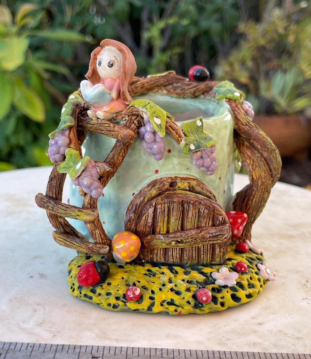 Little Girl Treehouse Grape Handmade Planter Pot GREAT DRAINAGE Nursery ...