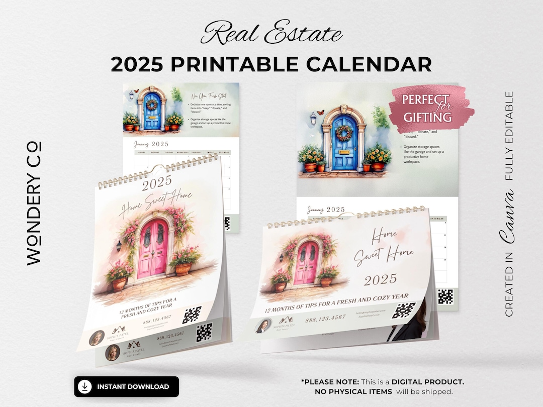 Customizable Real Estate Calendar Canva Template - Perfect Client Gift ...