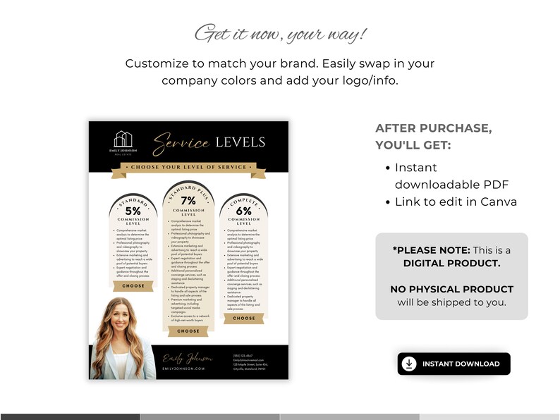 Real Estate Commission Sheet Template, Customizable Flyer for Realtor ...