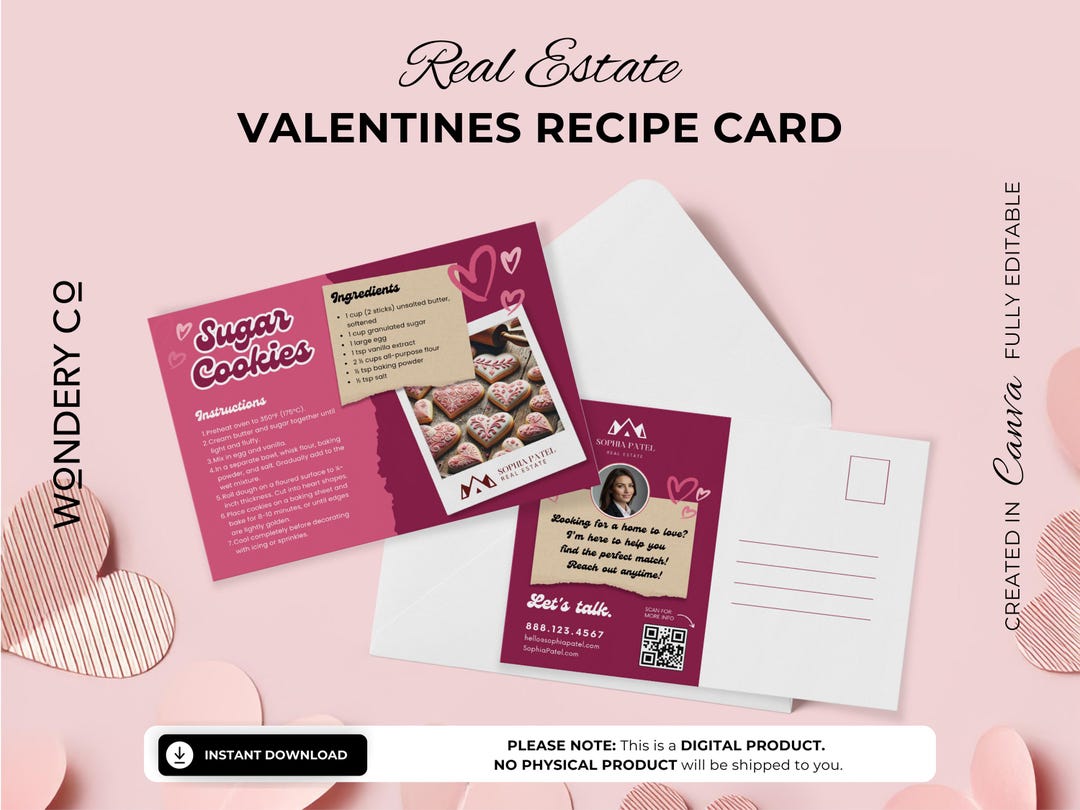 Valentine Real Estate Recipe Postcard Template | Realtor Marketing ...