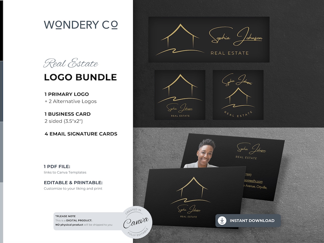 Premade Editable Real Estate Logo Design, Real Estate Business Card ...