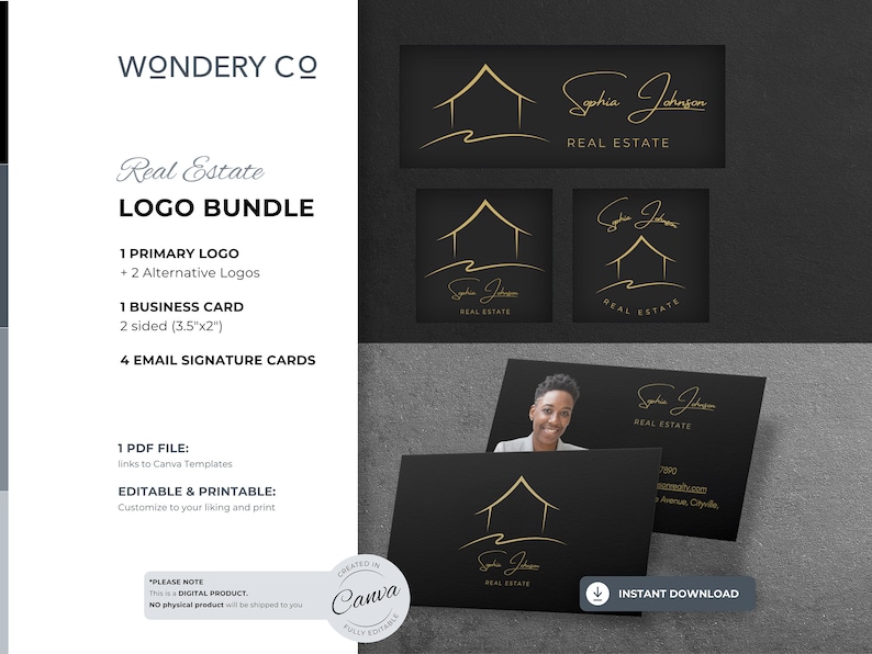 Premade Editable Real Estate Logo Design, Real Estate Business Card ...