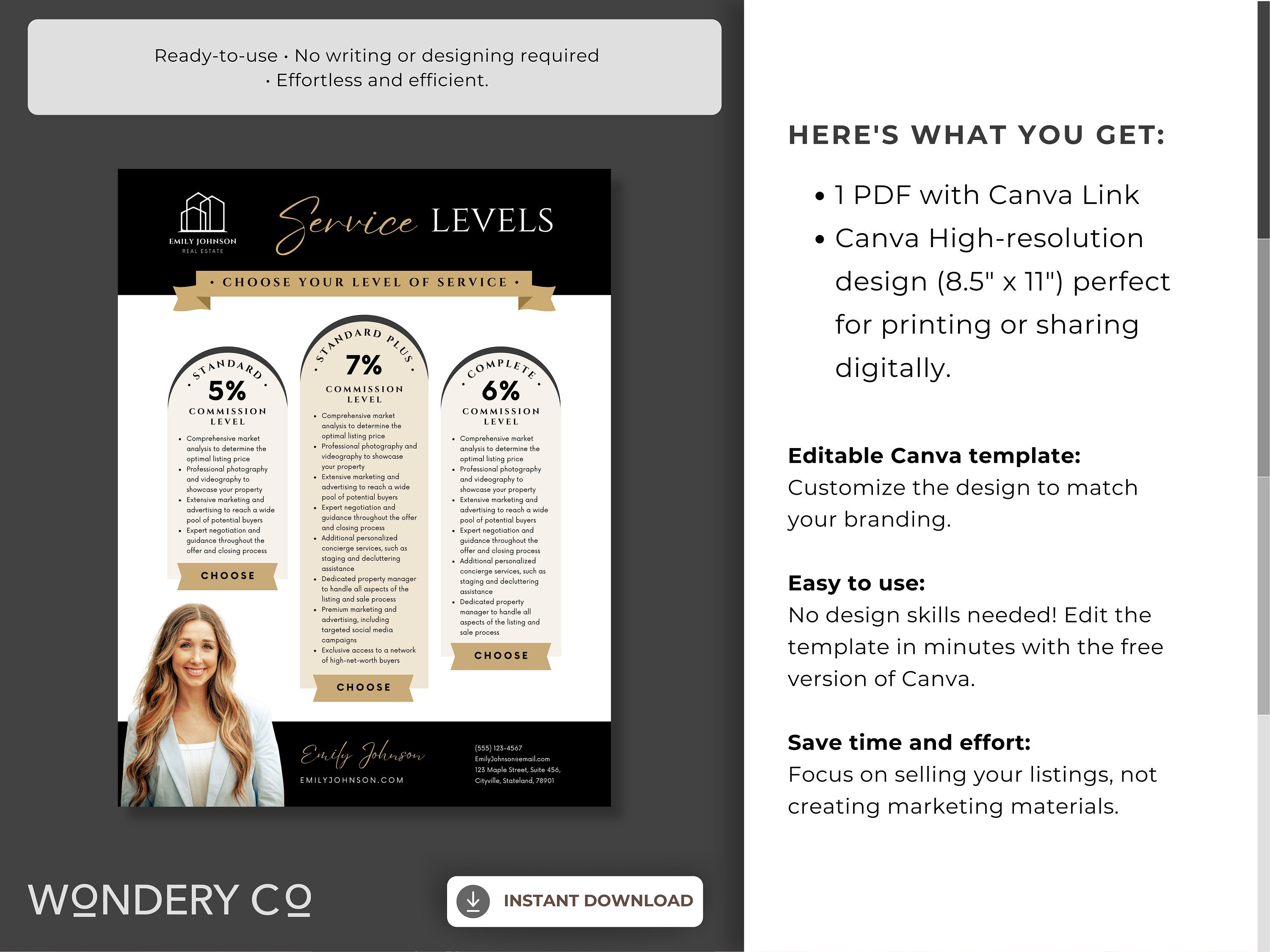 Real Estate Commission Sheet Template, Customizable Flyer for Realtor ...