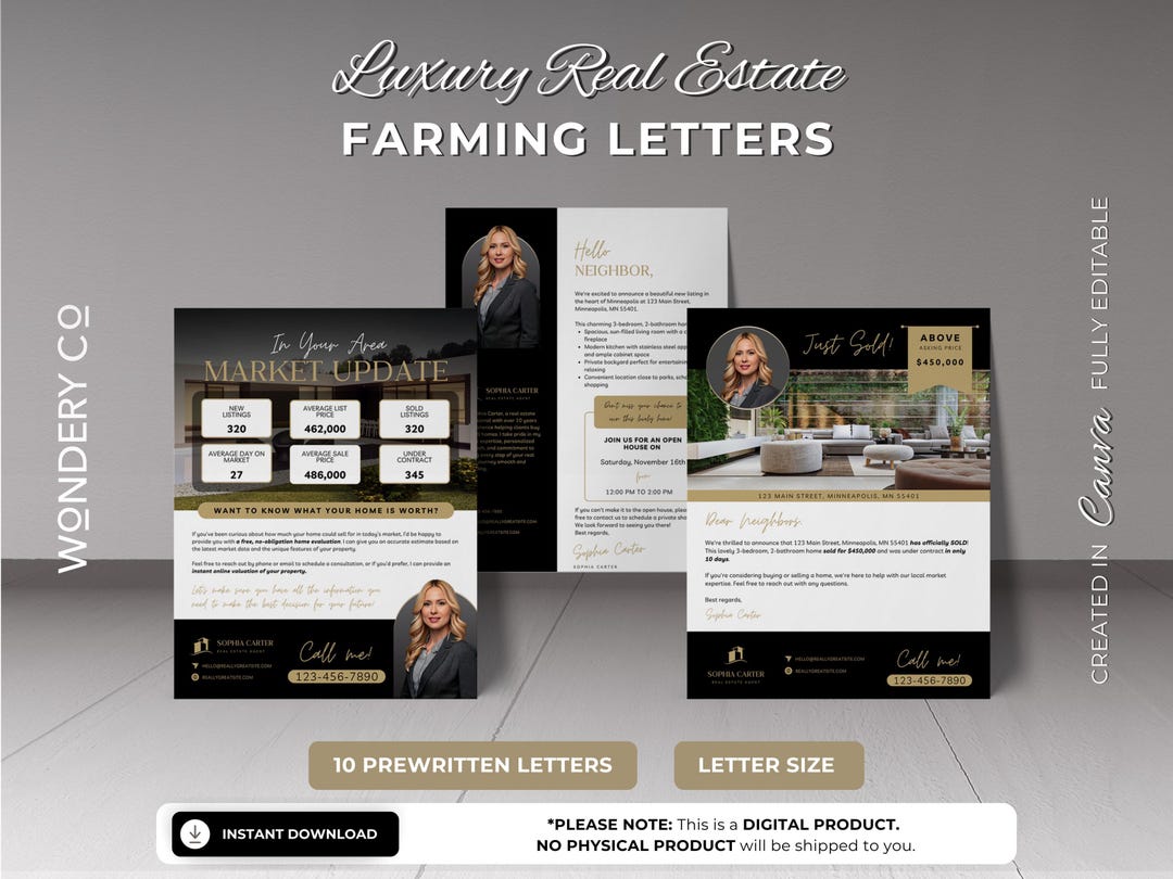 Luxury Real Estate Letter Bundle | Canva Templates for Realtors ...
