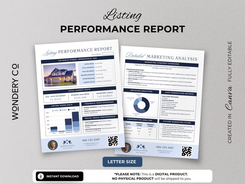 Real Estate Listing Report, Realtor Listing Performance Report Flyer ...