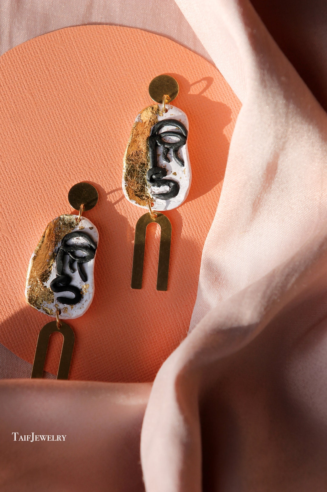 Abstract Clay Face Earrings | Unique Polymer Jewelry, Handmade - Etsy