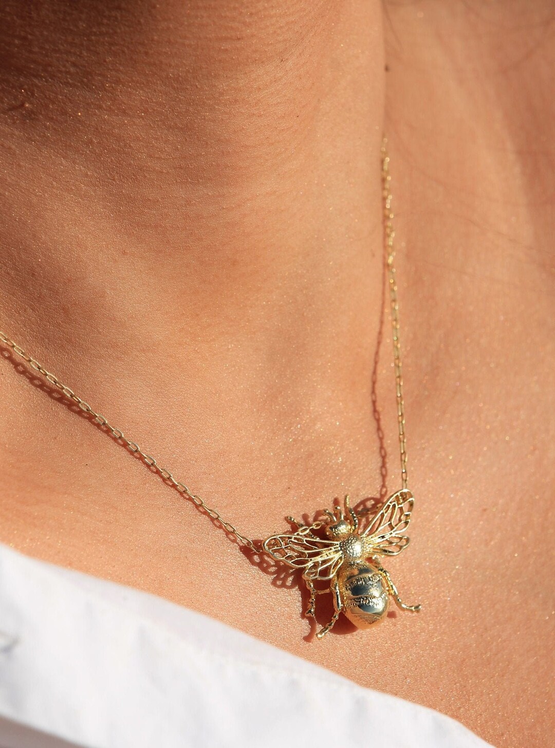 Gold Bee Necklace | Bee Gold Jewelry | Bee Necklace | Hypoallergenic ...