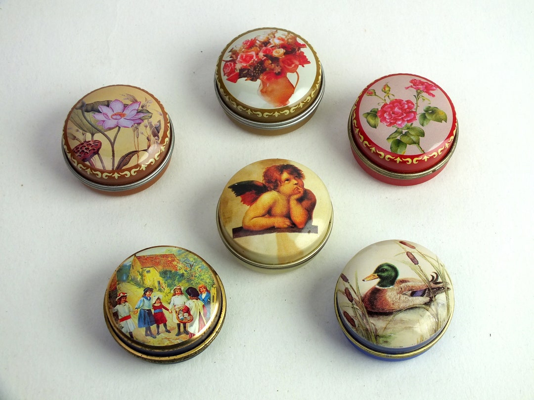 Vintage Metal Pill Box, Pill Box, Tobacco Tin, Small Round Tin for ...