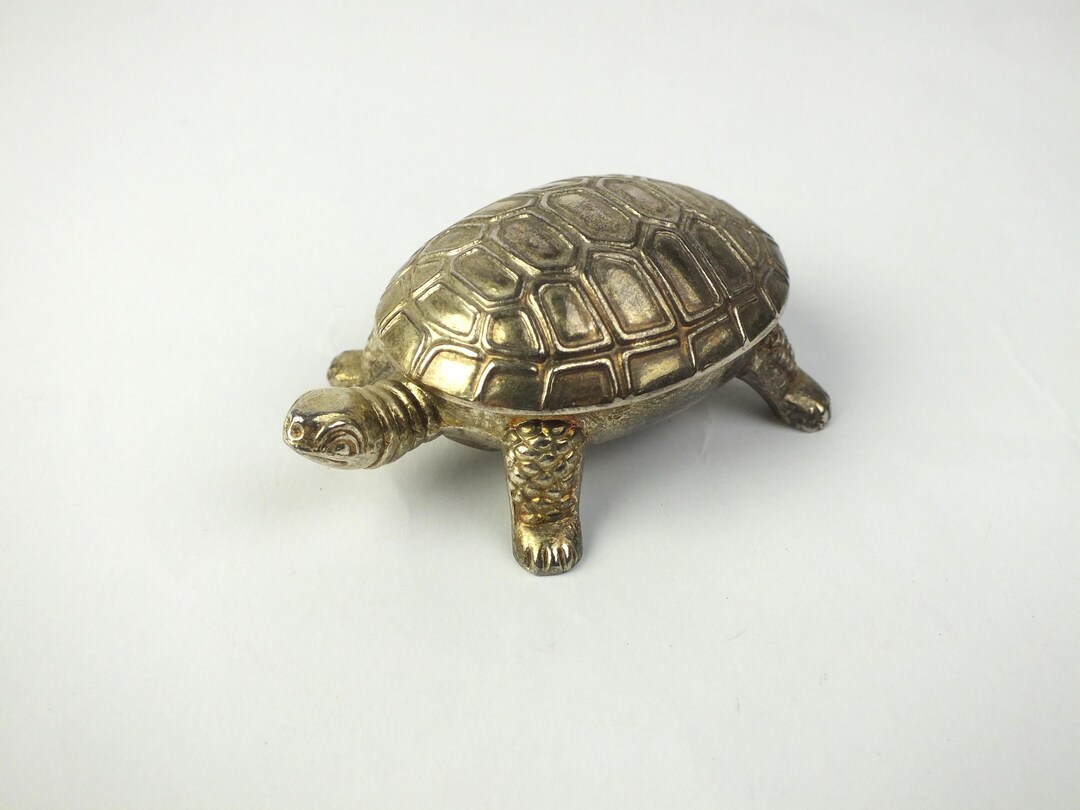 Silver Vintage Turtle Mini Jewelry Box With Lid, Animal Pill Box, Gift ...