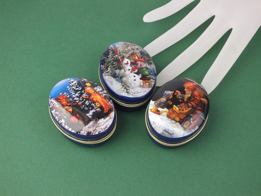 Vintage Hummel Pill Box Christmas, Metal Pill Box, Tobacco Tin, Small ...