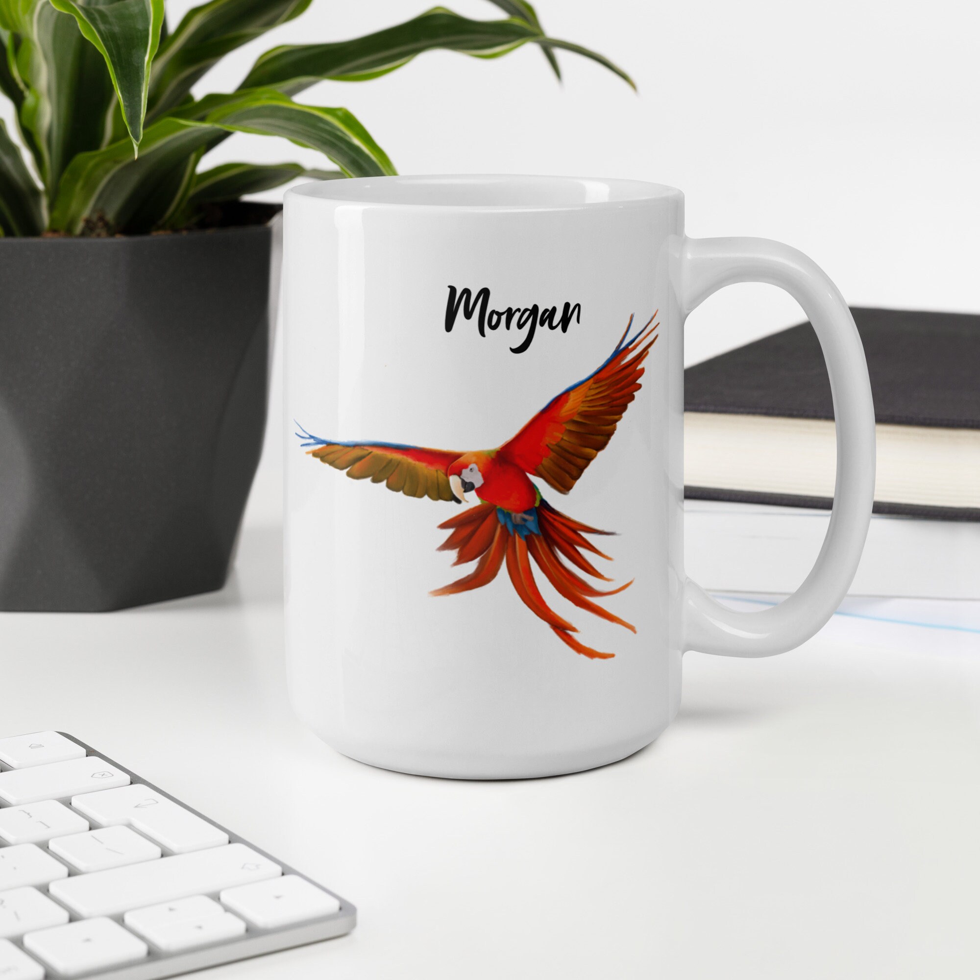 Custom Macaw Coffee Mug With Name You Want on Mug Scarlet Macaw 11oz 15 ...