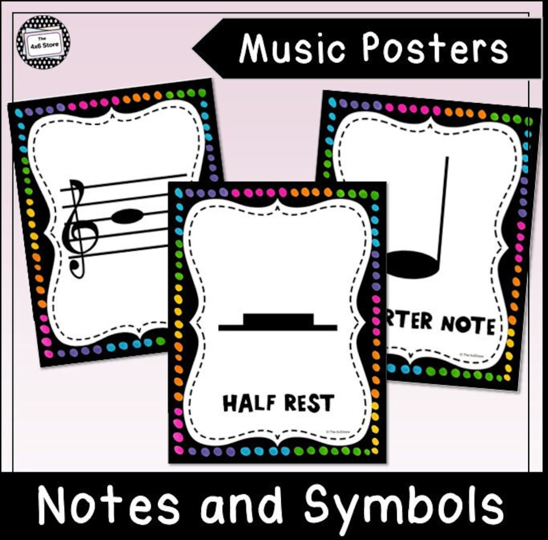 Notes and Rests Posters With Notes on the Treble Clef Music Printable ...