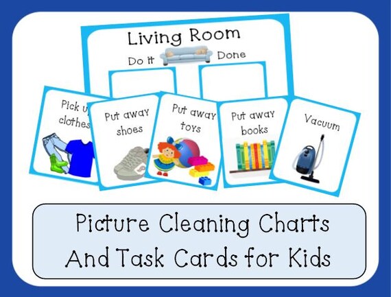 Picture Cleaning Charts and Task Cards for Kids Digital | Etsy