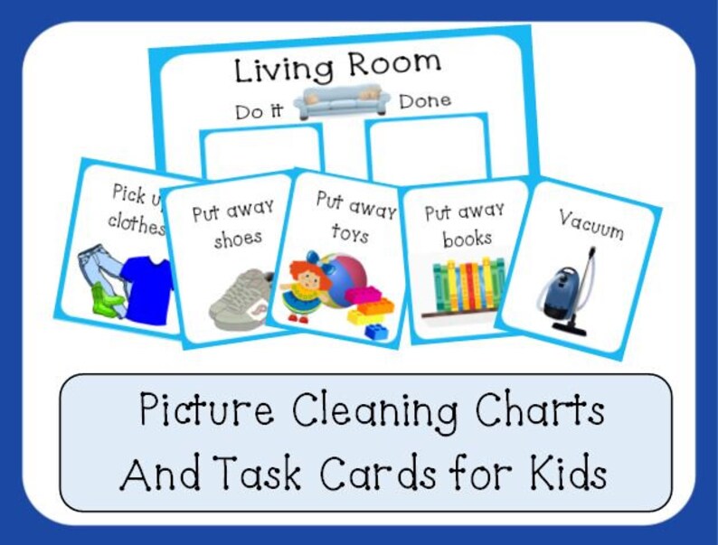 Picture Cleaning Charts and Task Cards for Kids digital | Etsy