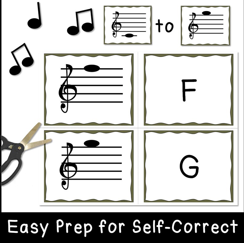 Digital: Treble Clef Music Note Name Matching Game and Flash - Etsy