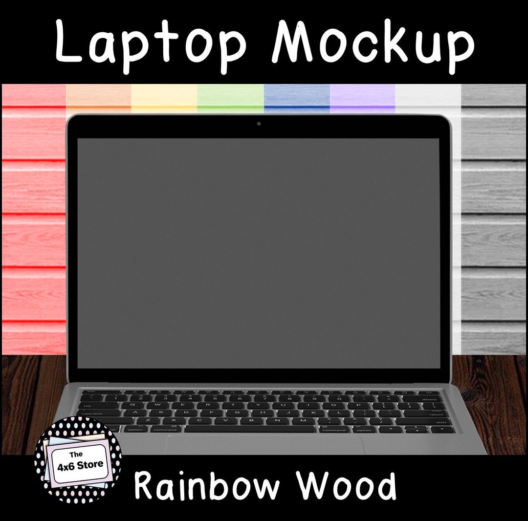Rainbow Wood Laptop Product Mockups for Covers and Social Media - Etsy