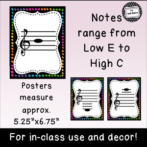 Notes and Rests Posters With Notes on the Treble Clef Music Printable ...