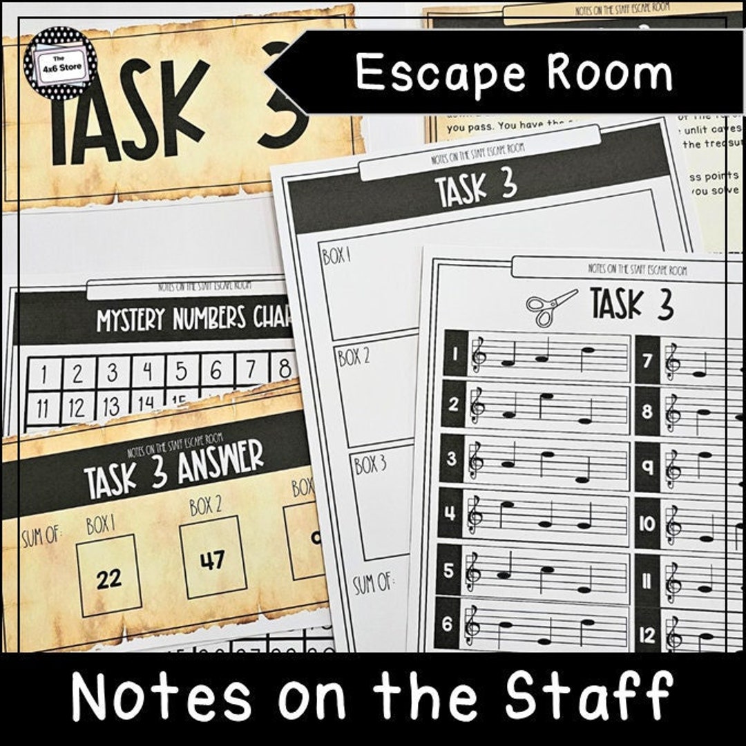 Notes on the Treble Clef Music Class Escape Room Low to No Prep ...
