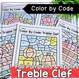 Fall Color by Code Treble Clef Line & Space Note Music Coloring Pages ...