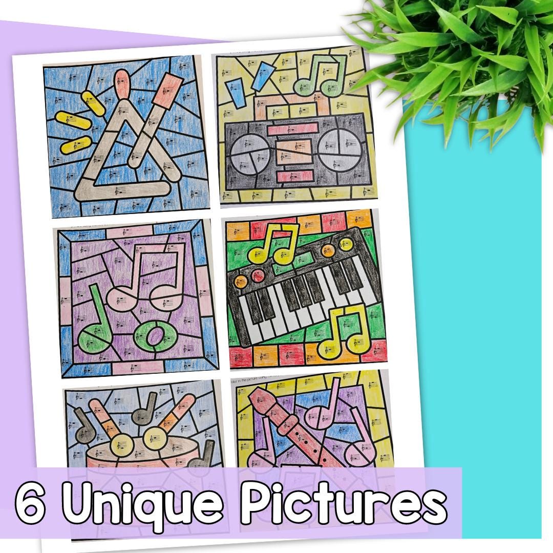 Color by Code Treble Clef Line & Space Note Music Coloring Pages - Etsy