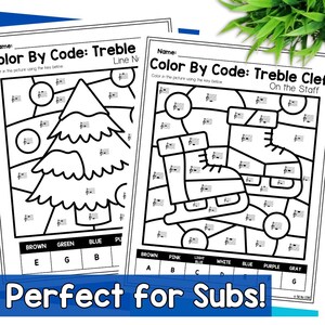 Winter Music Coloring Pages | Color by Code Treble Clef | Color by Line ...