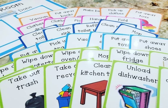 Picture Cleaning Charts and Task Cards for Kids digital | Etsy