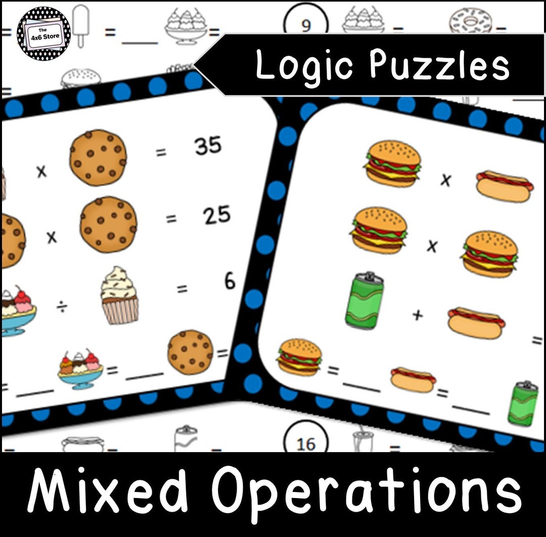 Digital: Junk Food Math Logic Puzzle Enrichment Activity Mixed ...