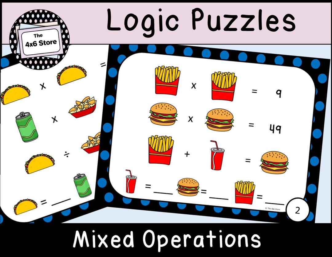 Digital: Junk Food Math Logic Puzzle Enrichment Activity Mixed - Etsy