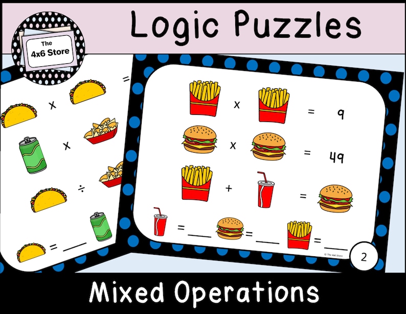Digital: Junk Food Math Logic Puzzle Enrichment Activity Mixed - Etsy