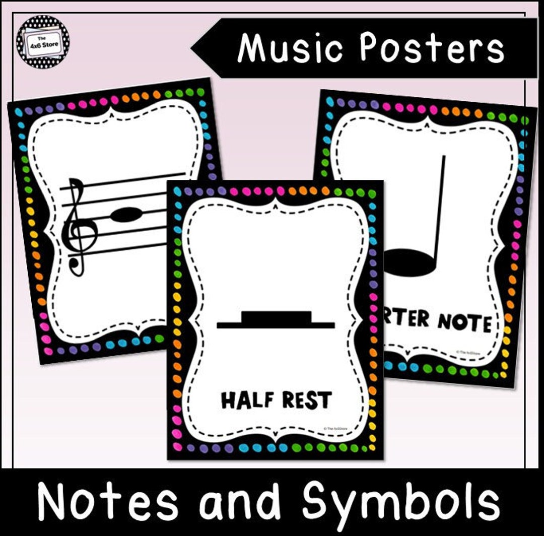 Notes and Rests Posters With Notes on the Treble Clef Music Printable ...