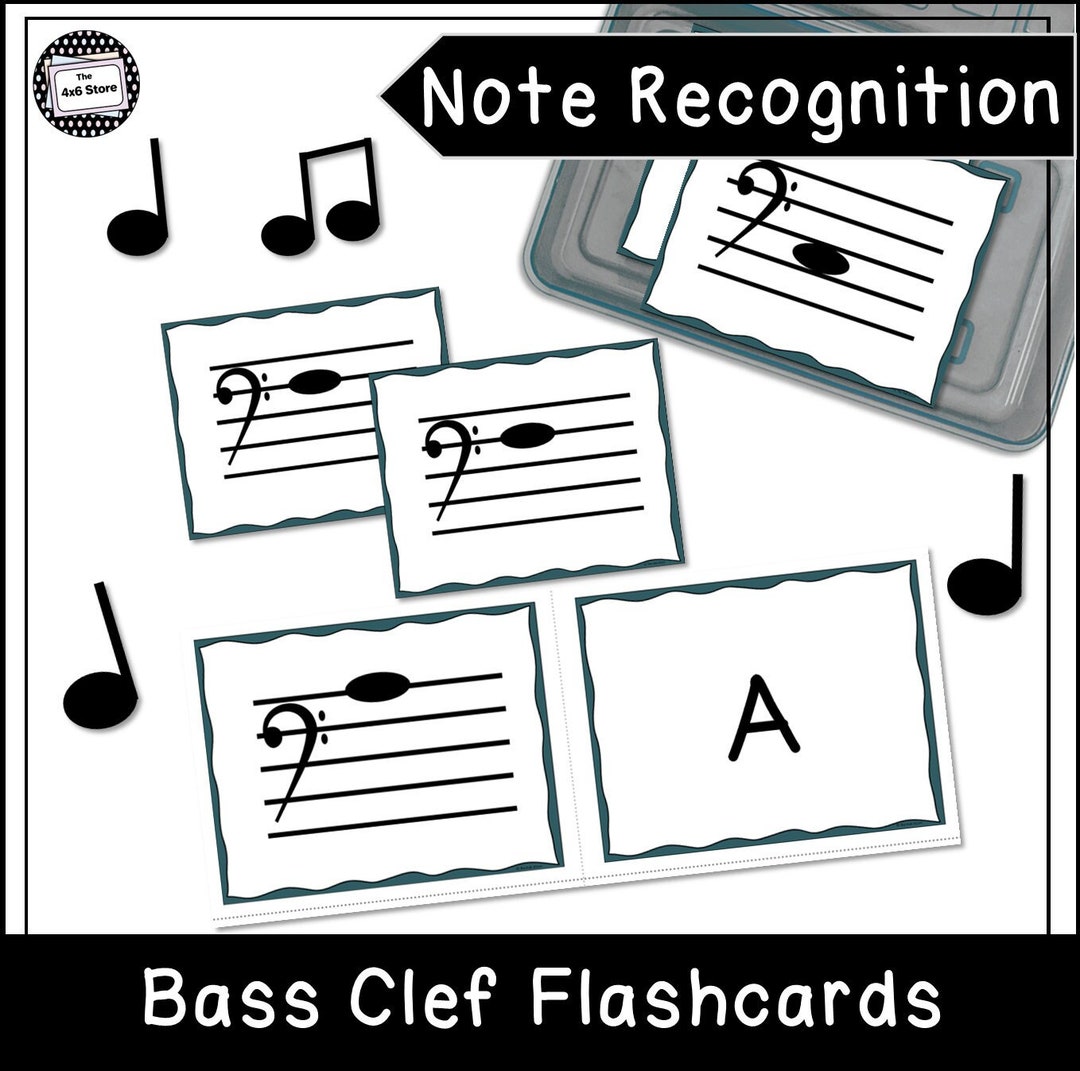 Digital: Bass Clef Music Note Name Matching Game and Flash Cards - Etsy