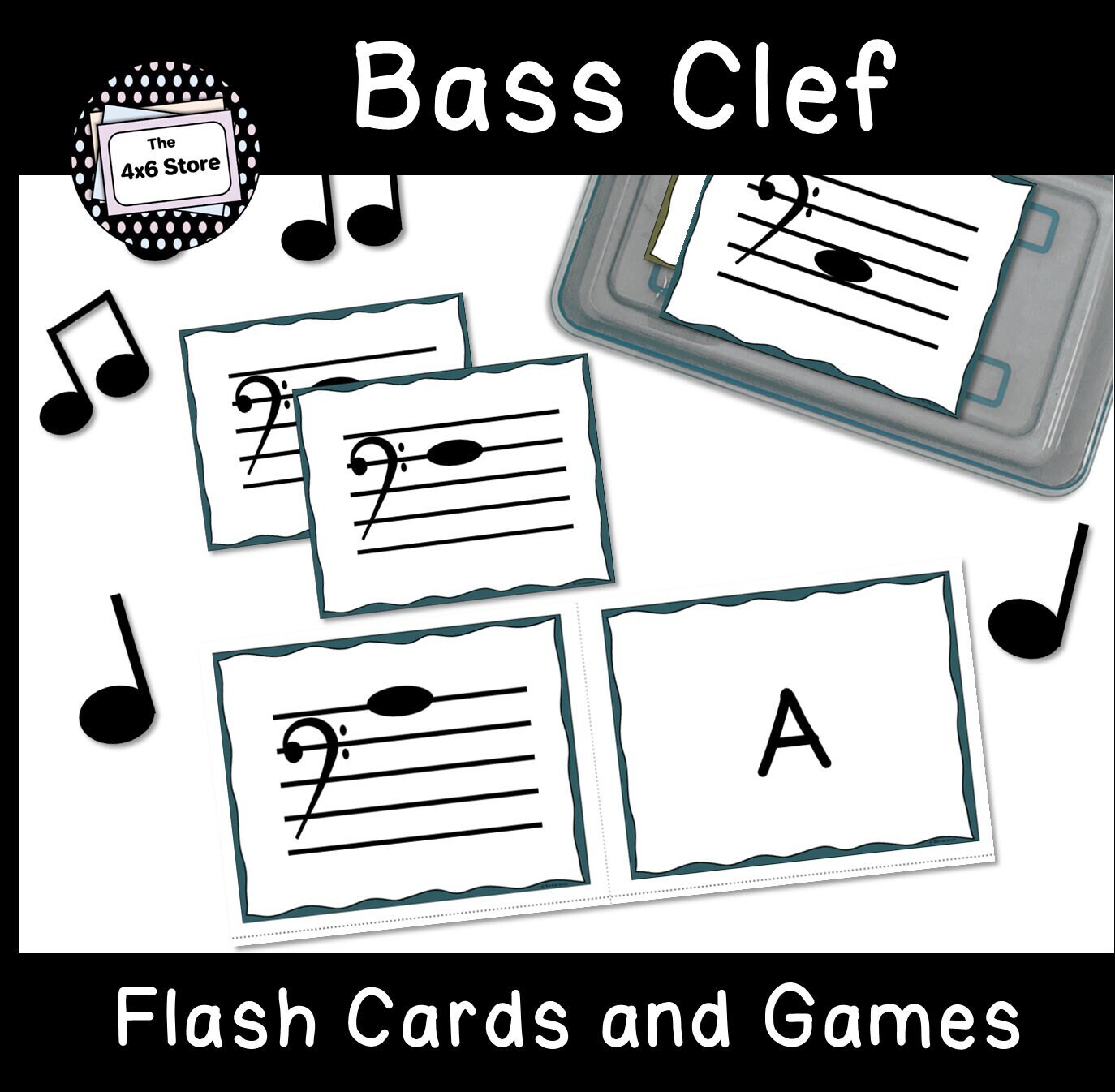 Digital: Bass Clef Music Note Name Matching Game and Flash - Etsy