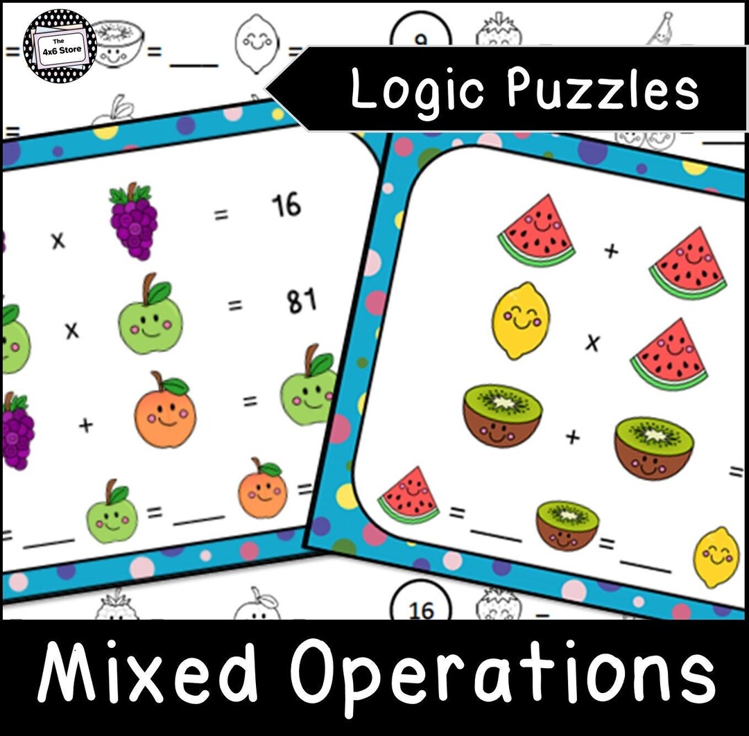 Digital: Fruit Emoji Math Logic Puzzle Enrichment Activity Mixed ...