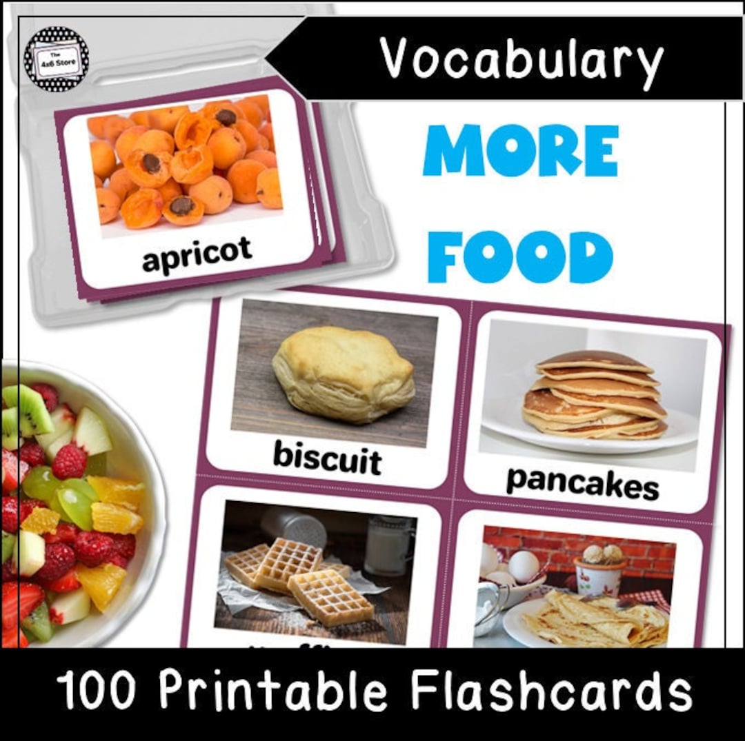 More Food Vocabulary Real Photo Flashcards for ESL and Speech *digital ...