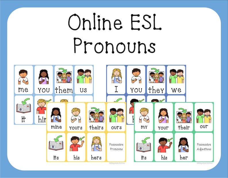DIGITAL: Online ESL Pronoun and Possessive Adjective Reference - Etsy