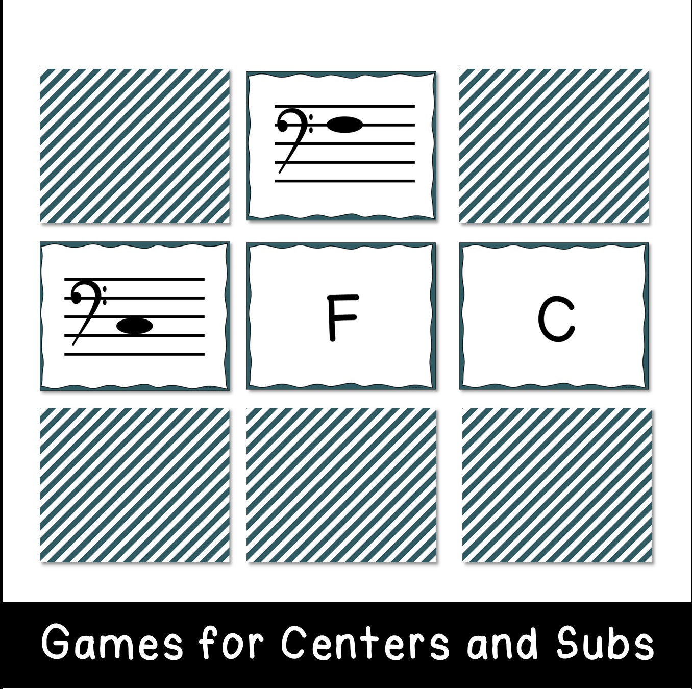 Digital: Bass Clef Music Note Name Matching Game and Flash Cards - Etsy