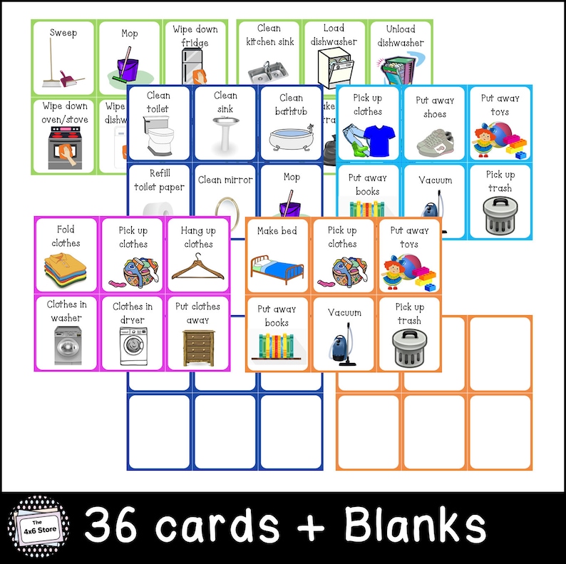 Picture Cleaning Charts and Task Cards for Kids *digital* - Etsy