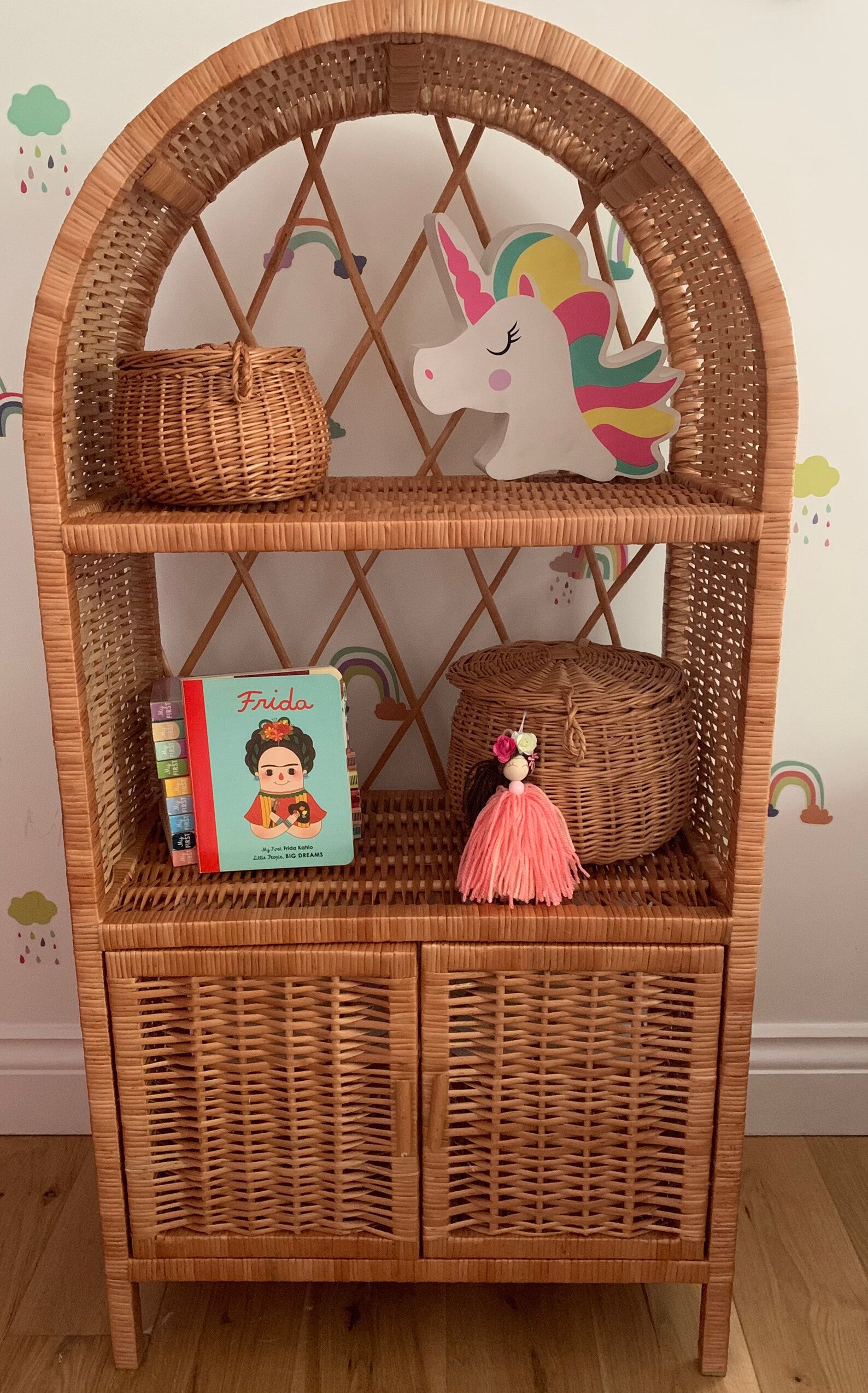 Wicker bookcase wicker shelf wicker cabinet kids interior | Etsy