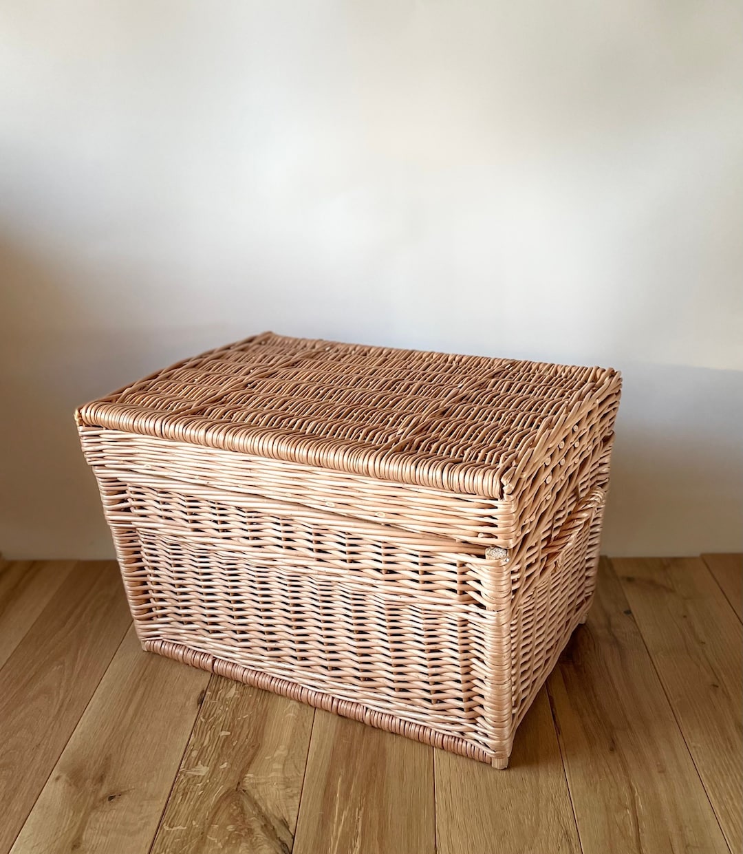 Wicker Chest, Wicker Trunk, Storage Basket With Lid, Unpainted, 50cm ...