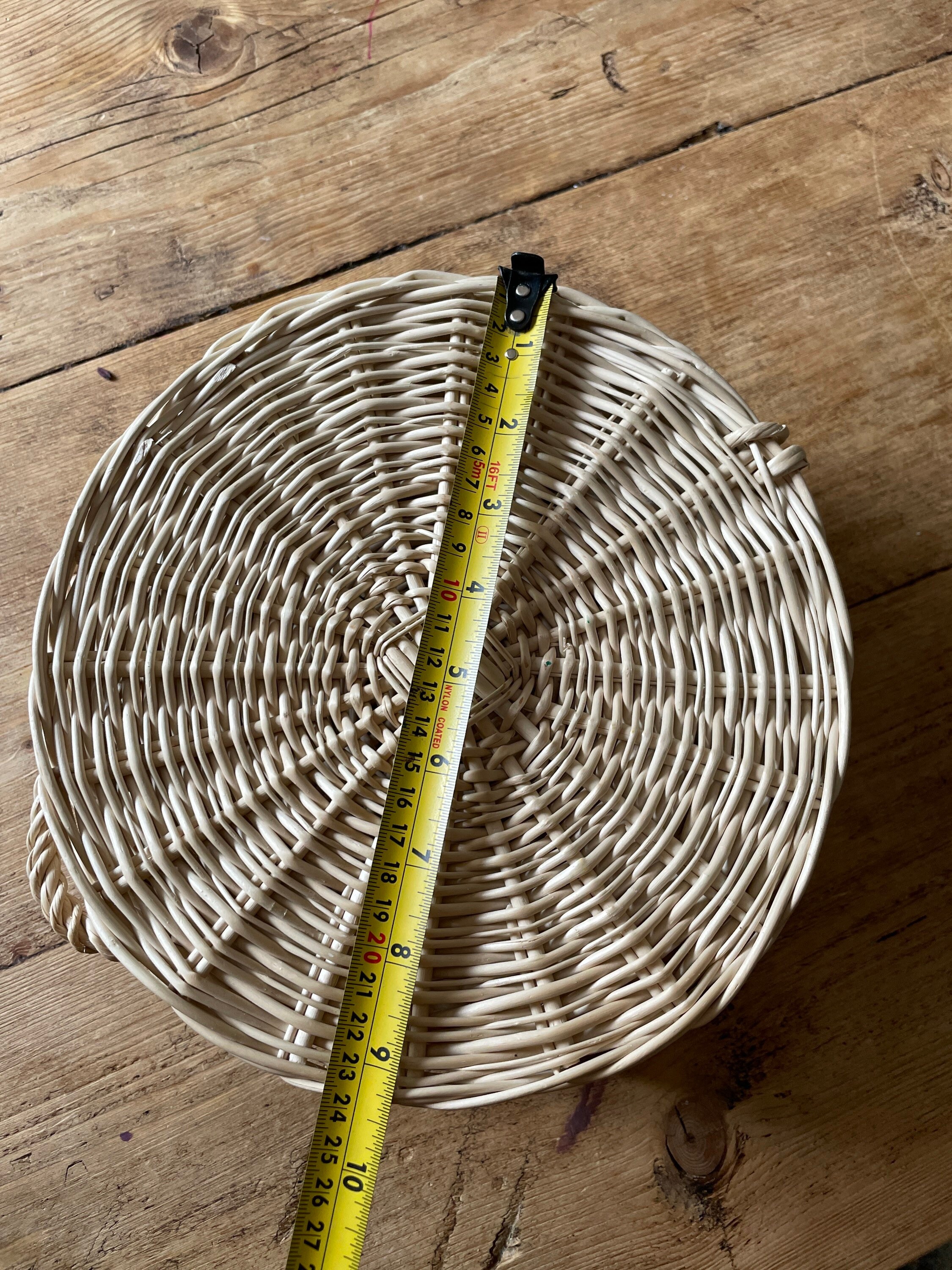 CREAM BLEACHED Wicker Rattan Round Storage Basket , Basket With Lid ...