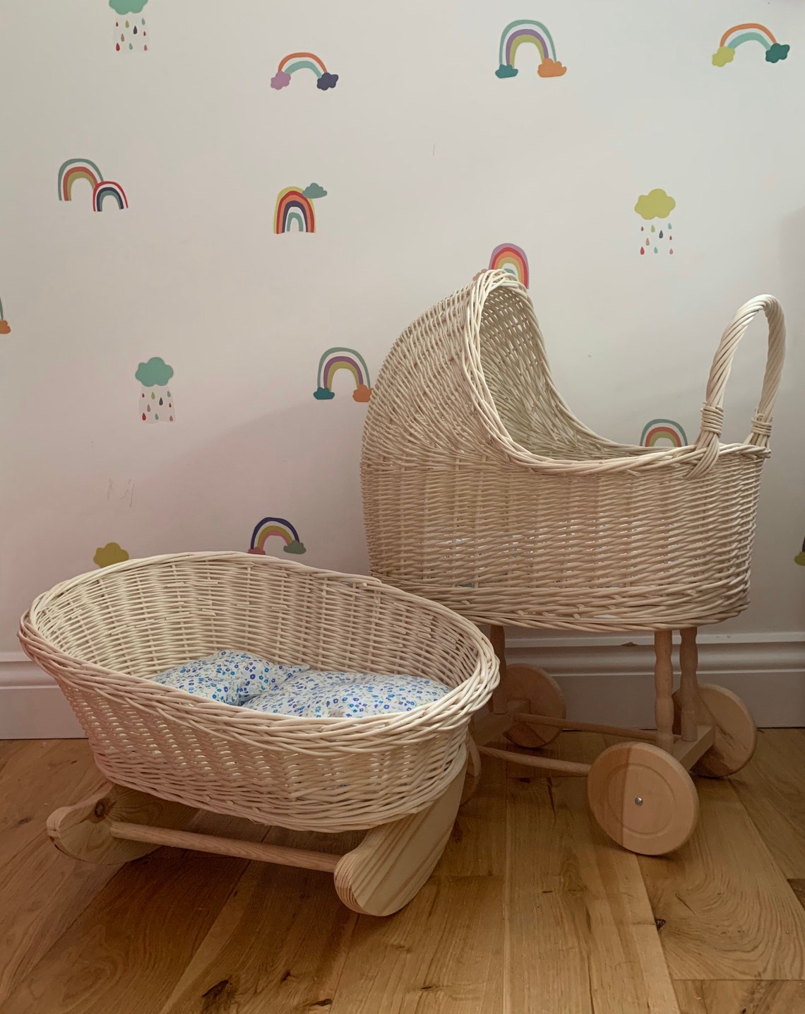 Natural off White Wicker Doll Stroller Doll Pram and Wicker - Etsy