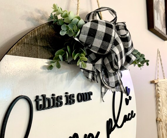 Home & Living This is our happy place door sign door sign farmhouse ...