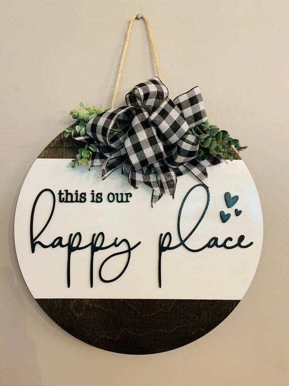 Home & Living This is our happy place door sign door sign farmhouse ...