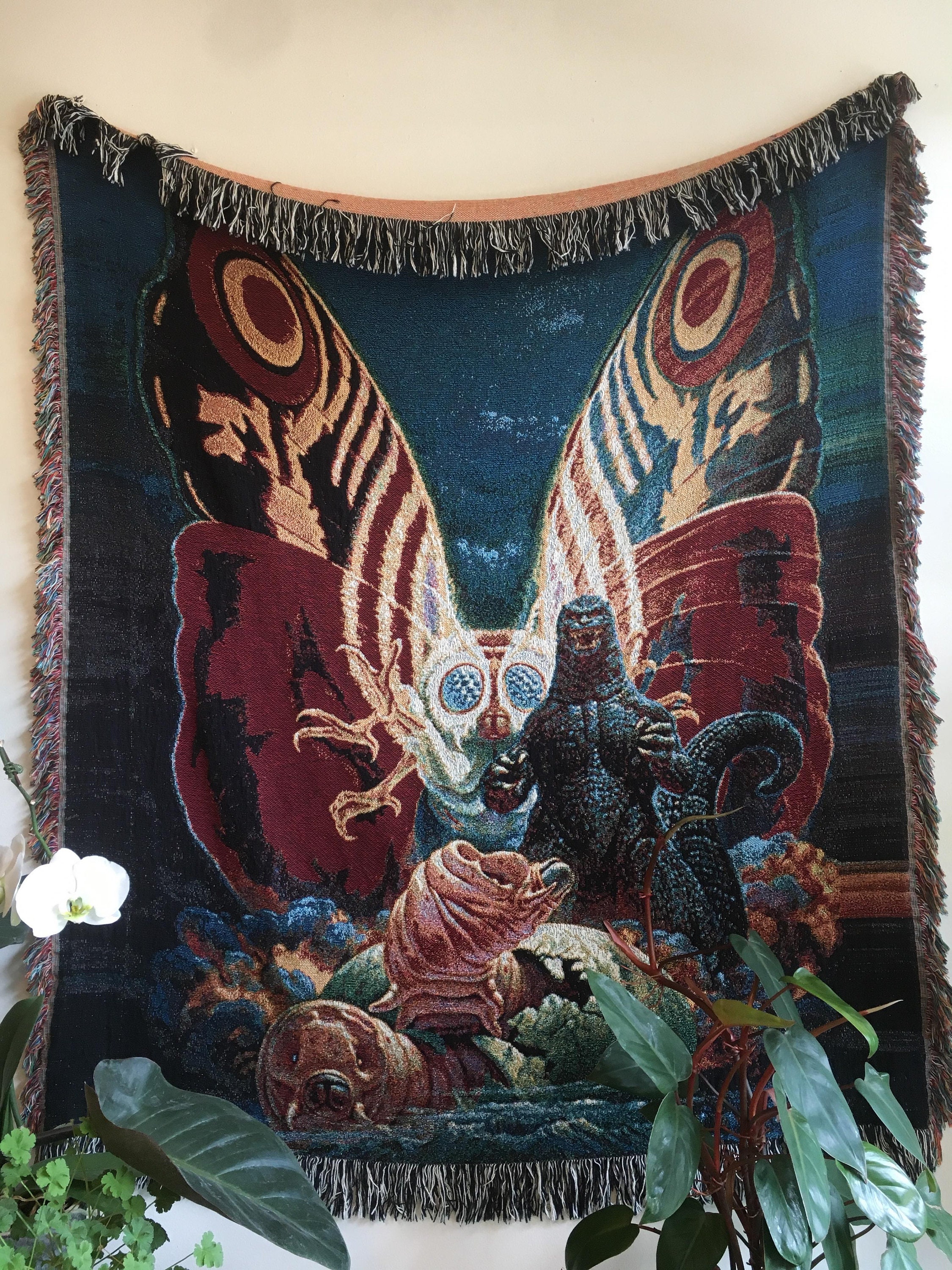 Godzilla and Mothra Wall Art Poster Woven Blanket Weaving - Etsy
