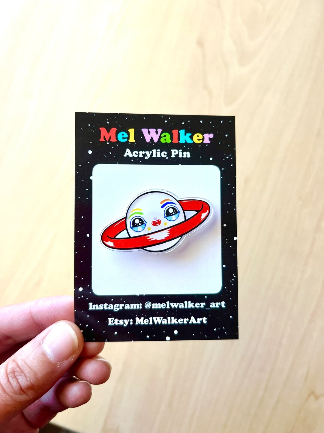 Rainbow Saturn Acrylic Pin - Etsy