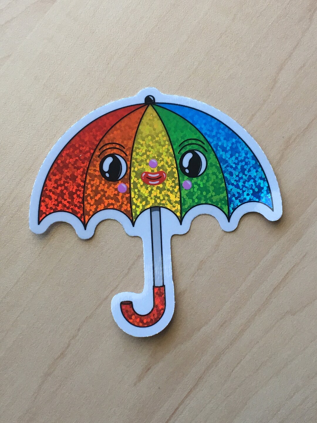 Cute Glitter Rainbow Umbrella Sticker - Etsy
